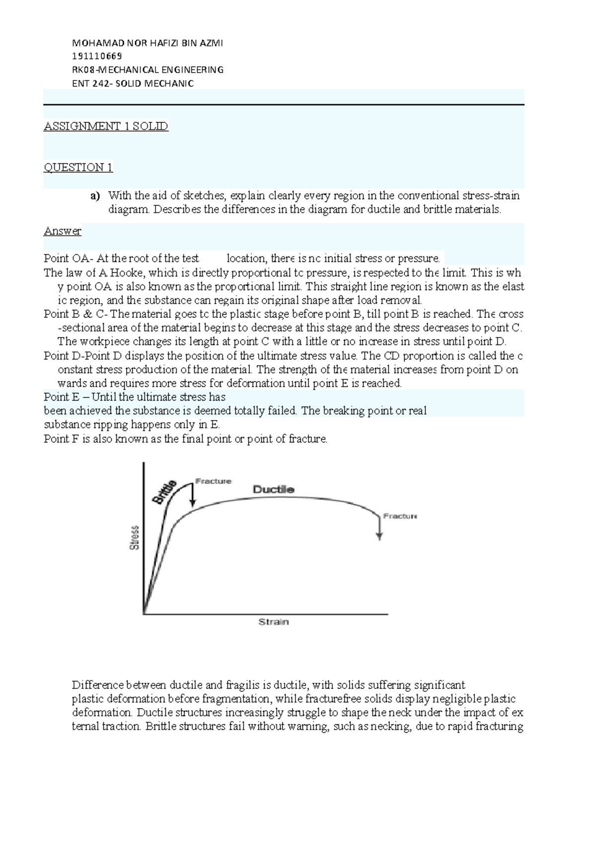 Assignment Solid-ENT 242 - 191110669 RK08-MECHANICAL ENGINEERING ENT 242- SOLID MECHANIC ...