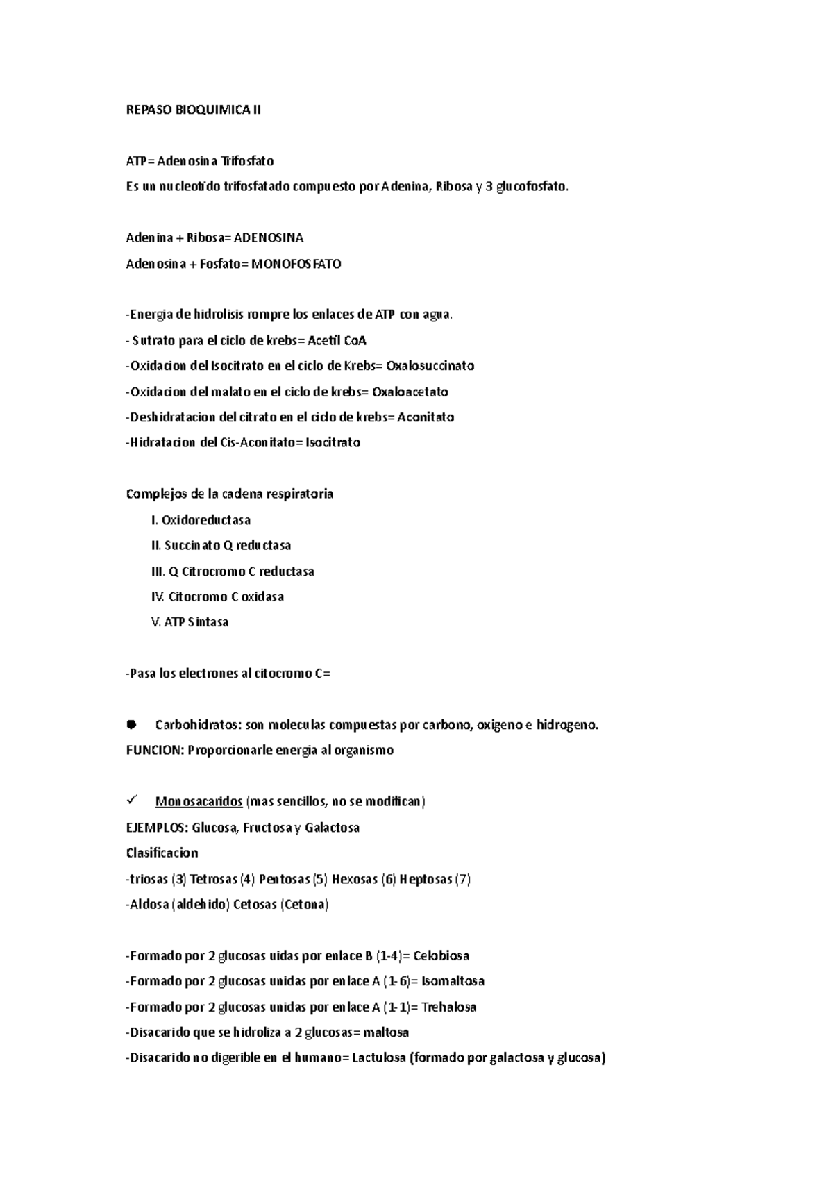Repaso Bioquimica II - 2do parcial - REPASO BIOQUIMICA II ATP ...