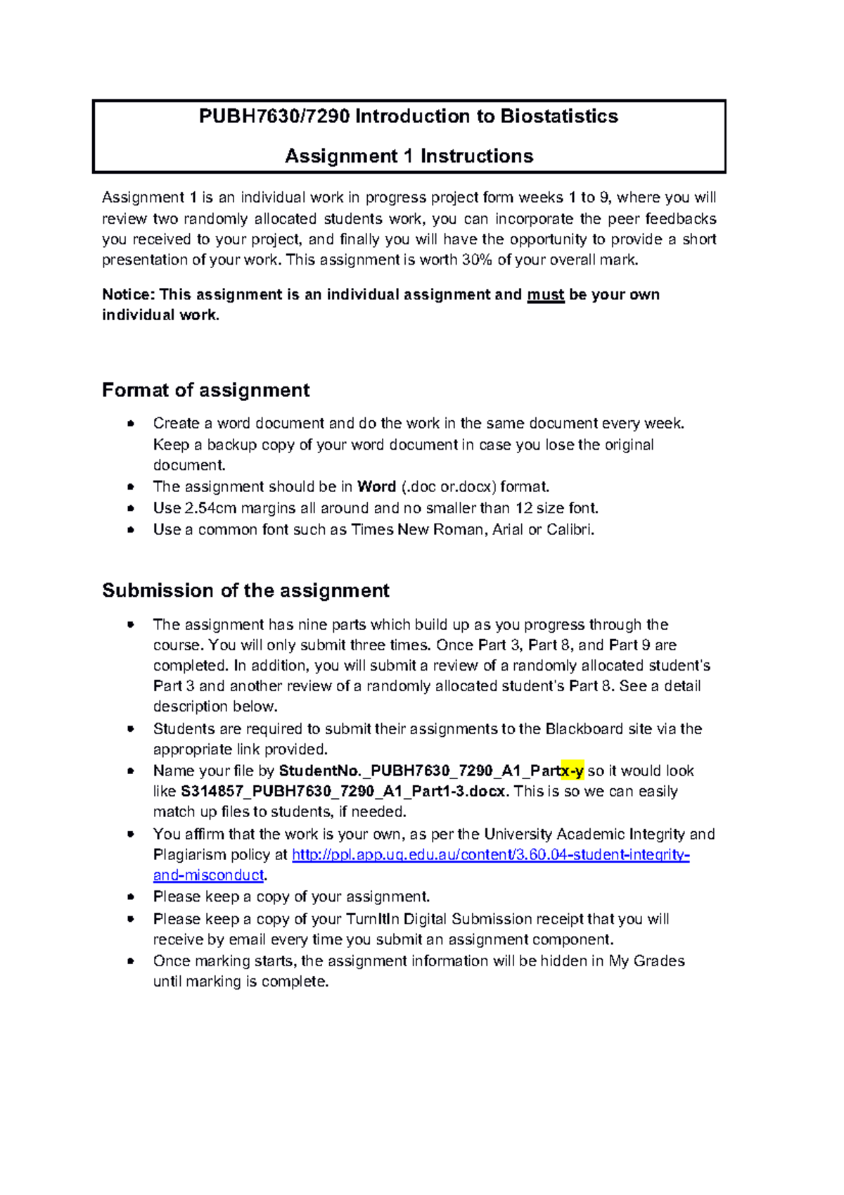 A1 Instructions - a1 FOR YOUR HOMEWORK - PUBH7630/7290 Introduction to ...