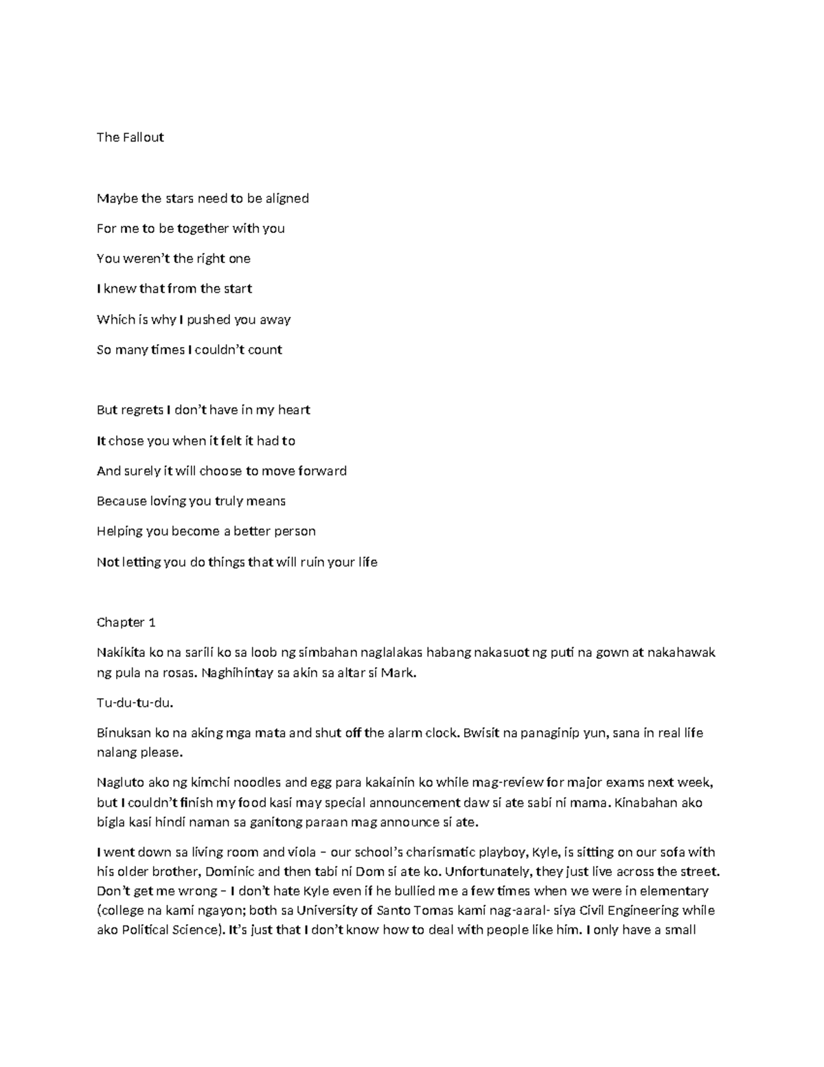 The Fallout - The Fallout Maybe the stars need to be aligned For me to ...