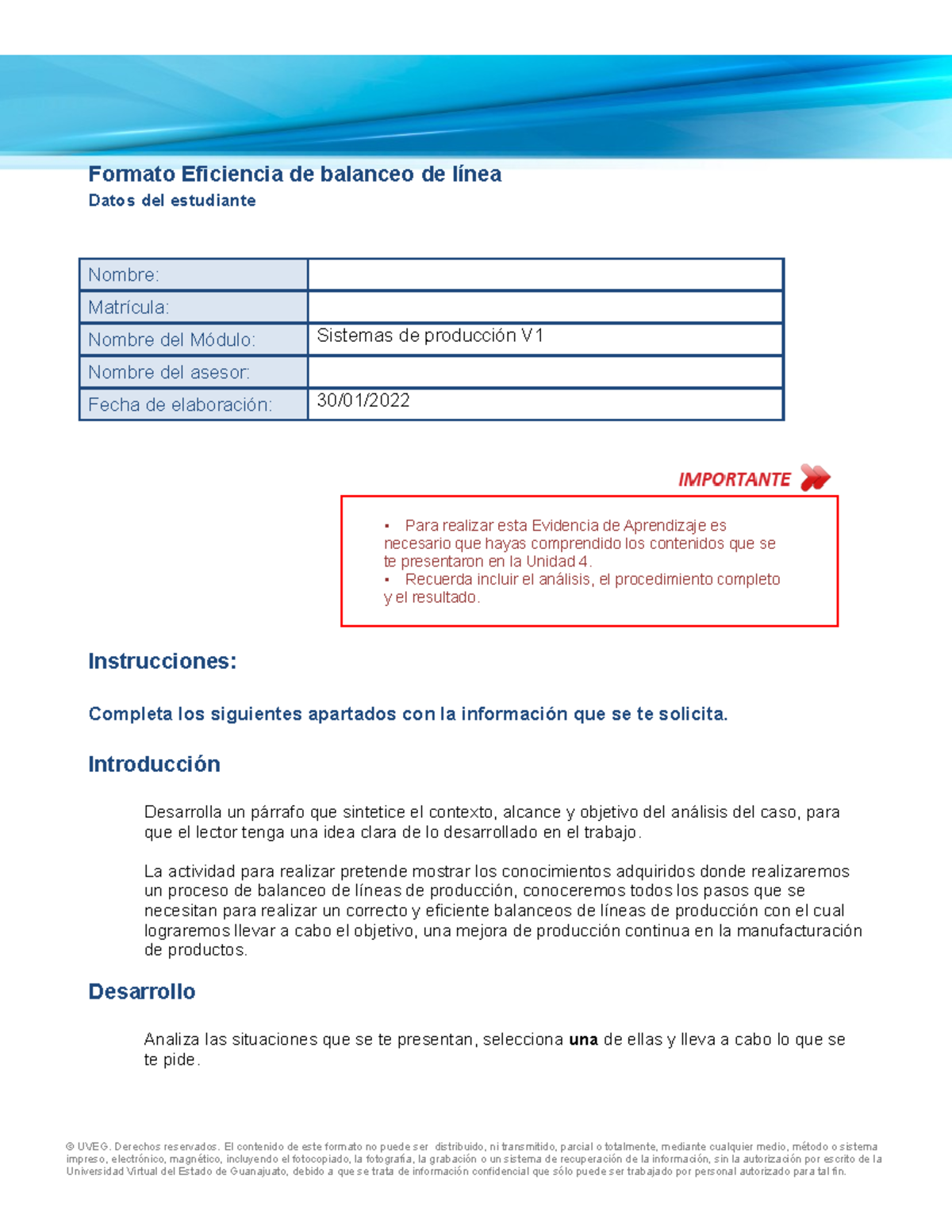 Balance - sistema de produccion V1 - Formato Eficiencia de balanceo de ...