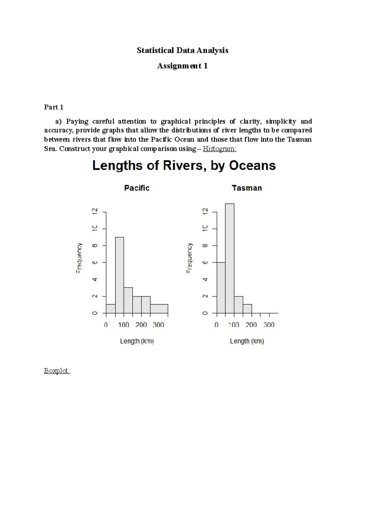 Assignment 1 - Statistical Data Analysis Assignment 1 Part 1 a) Paying careful attention to ...