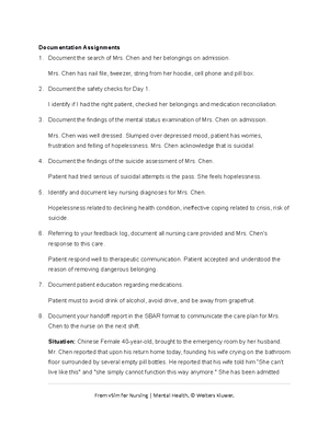 Cole vsim paperwork - Mental Health Case: Sharon Cole Documentation ...