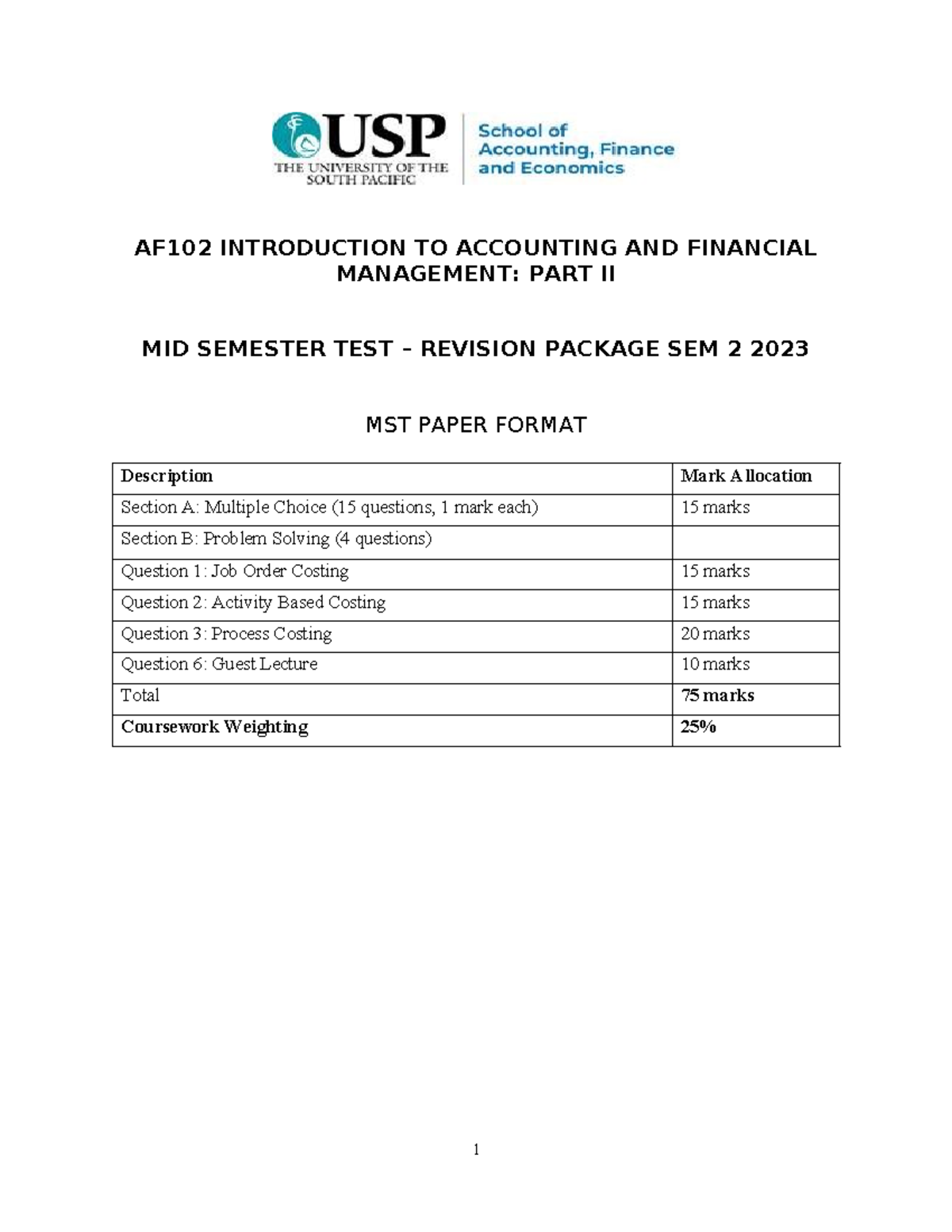 AF102 MST Revision Package - AF102 INTRODUCTION TO ACCOUNTING AND ...