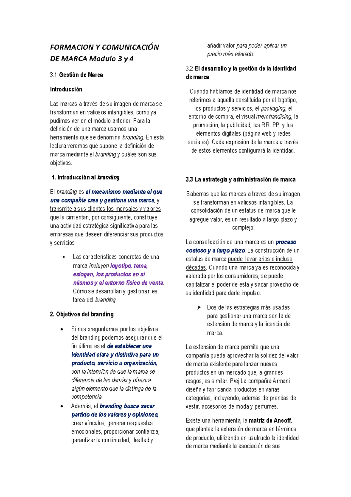 Formacion Y ComunicacióN DE Marca Modulo 3 y 4 - FORMACION Y ...