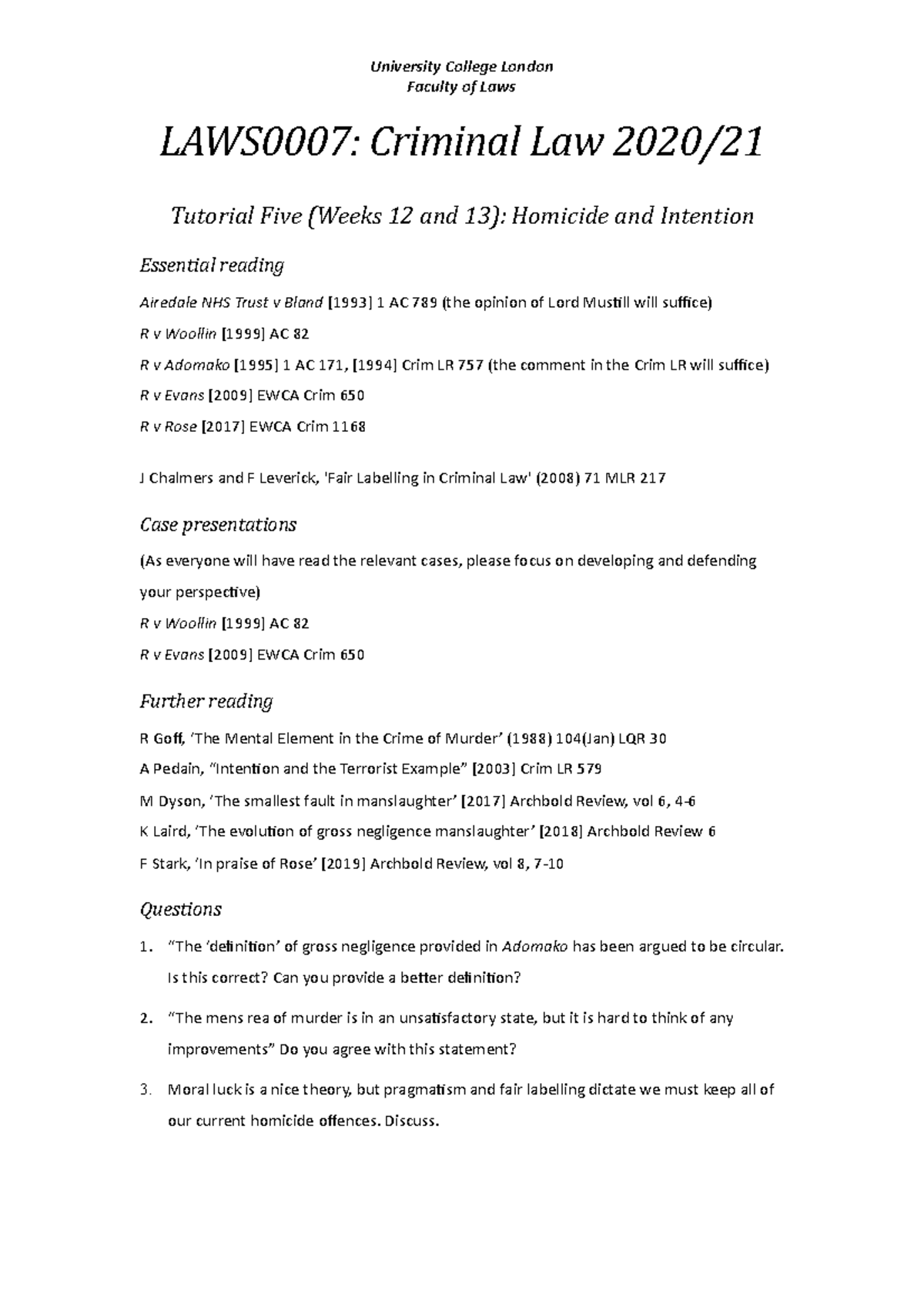 Tutorial materials term - 100 - UCL - Studocu