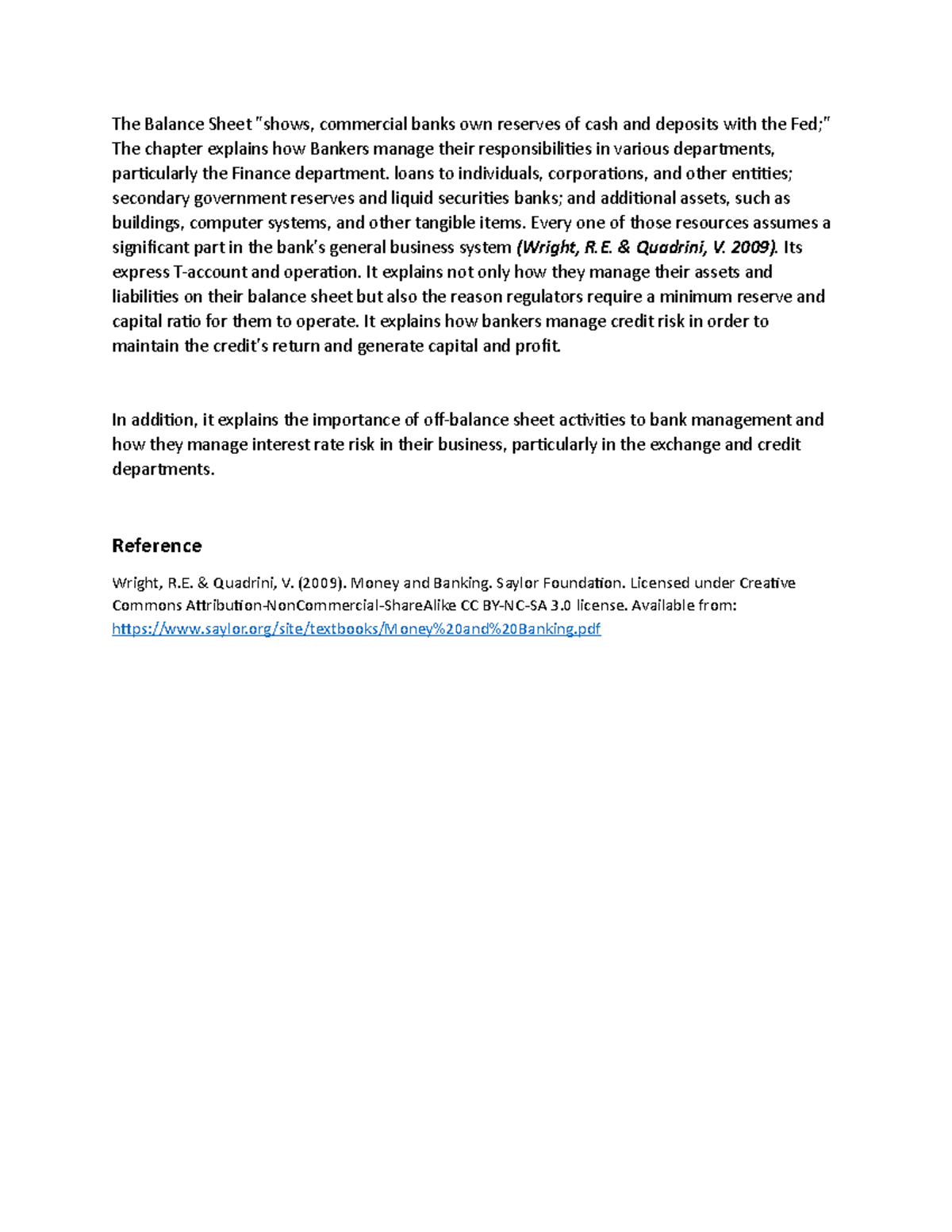 The Balance Sheet - loans to individuals, corporations, and other ...