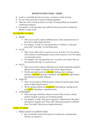 Sentence Structure - Nouns - SENTENCE STRUCTURE – NOUNS A noun is a ...