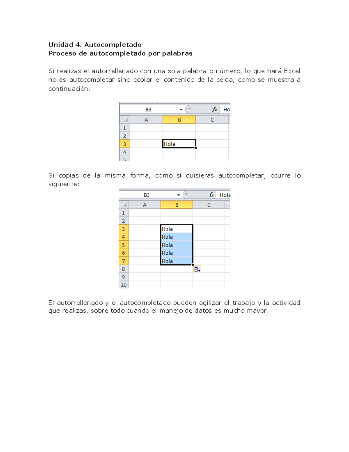 Autocompletado palabras - Informática empresarial - Unidad 4 ...