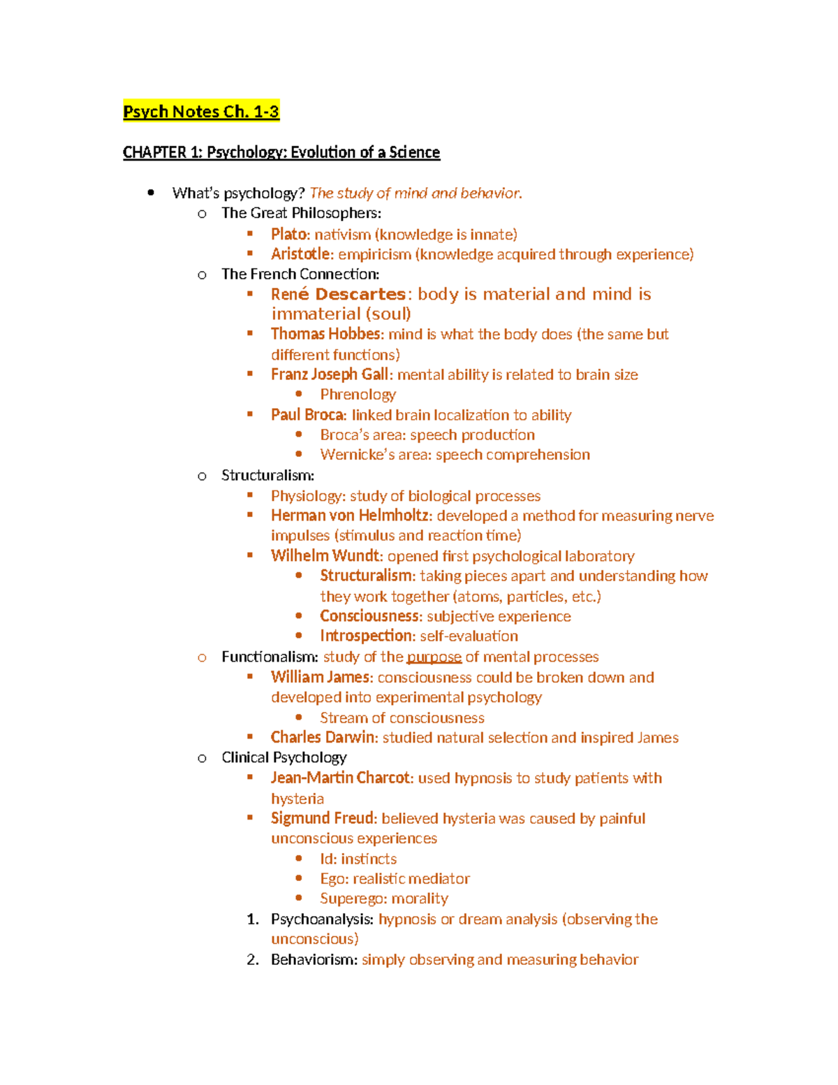 Introduction to Psychology (350-102-MS) Ch. 1-3 - Psych Notes Ch. 1 ...