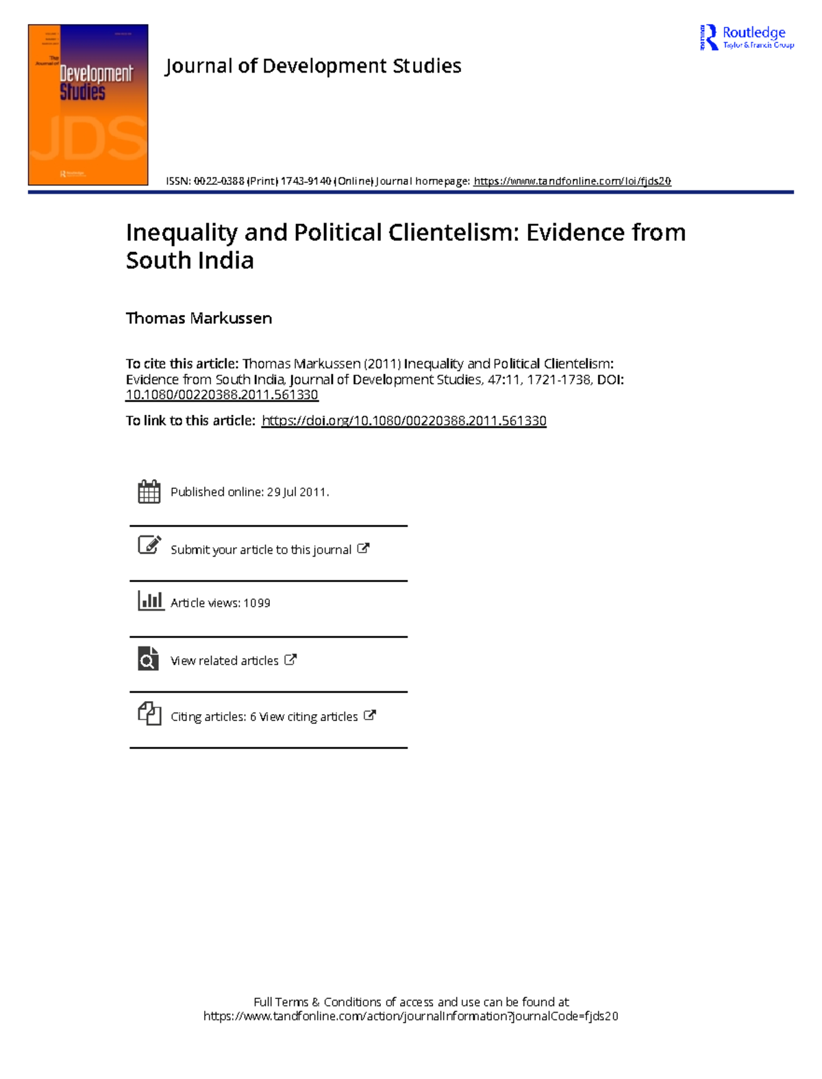 Inequality and Political Clientelism Evidence from South India - 1080/ ...