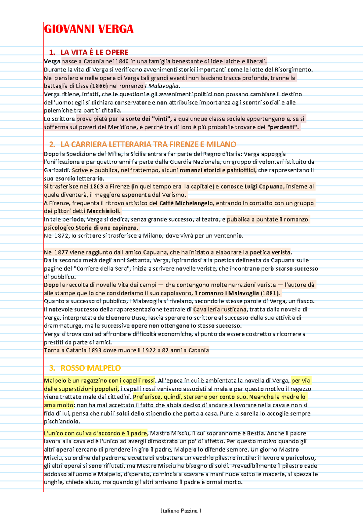 Giovanni Verga - vita, opere, analisi - 1. LA VITA » LE OPERE Verga nasce a Catania nei 1840 in ...