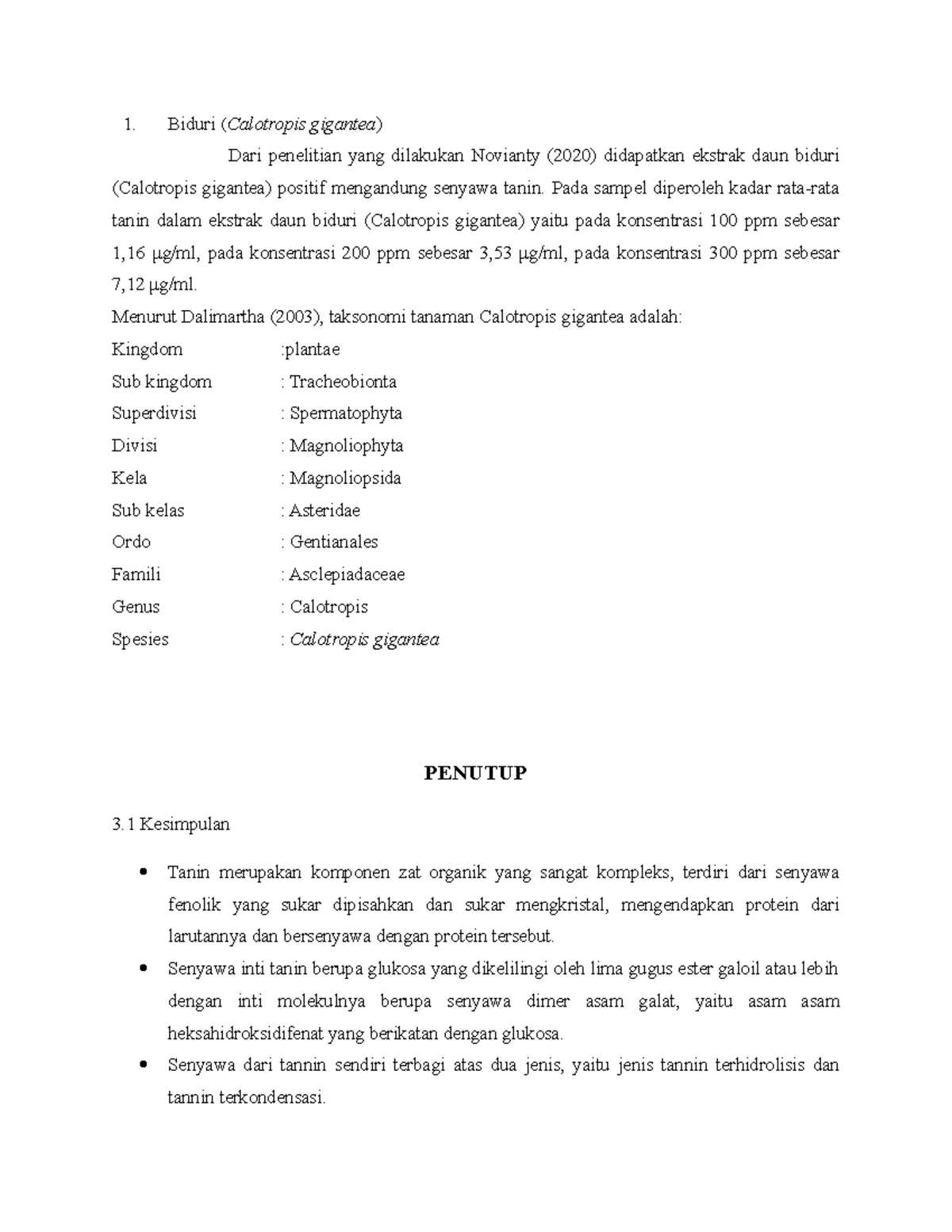 Tanaman Biduri - Biduri (Calotropis gigantea) Dari penelitian yang ...