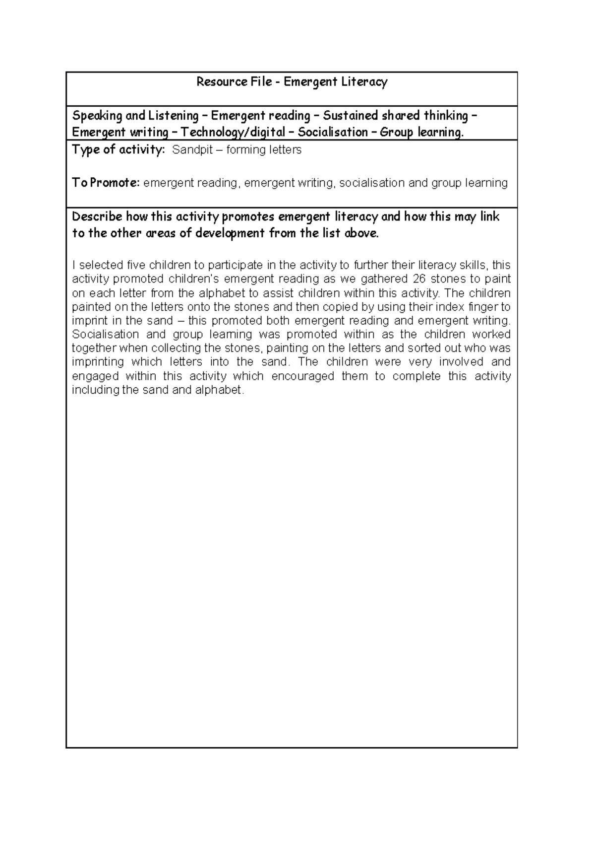 Literacy Resource File - Resource File - Emergent Literacy Speaking and ...