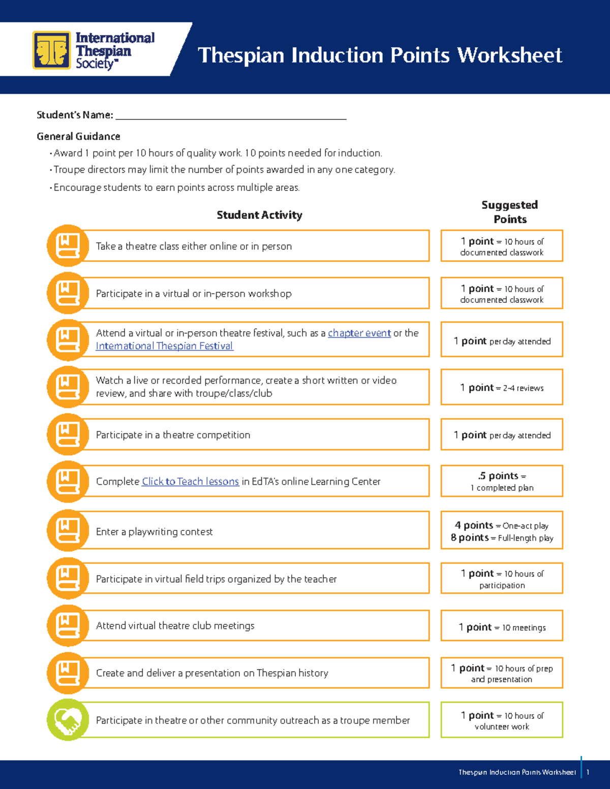 ITS Induction Points Worksheet 2022 - Thespian Induction Points ...
