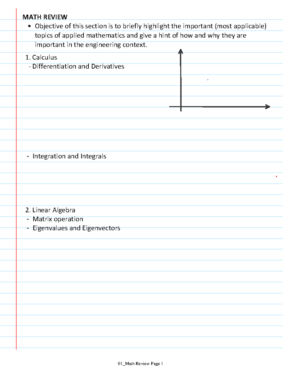 01 Math Review - Lecture 1 notes of math reveiw - MATH REVIEW Objective ...