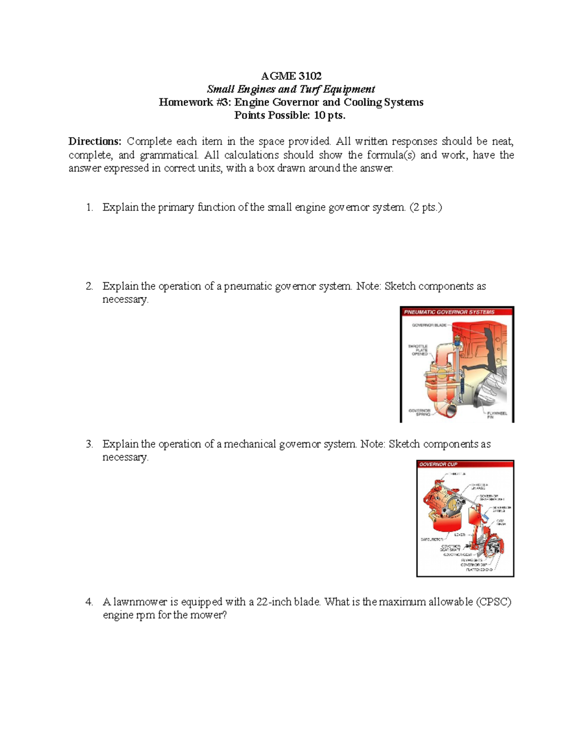 Homework 3 - AGME 3102 Small Engines and Turf Equipment Homework #3 ...