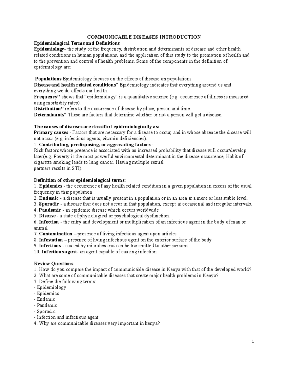 Communicable Diseases - COMMUNICABLE DISEASES INTRODUCTION ...