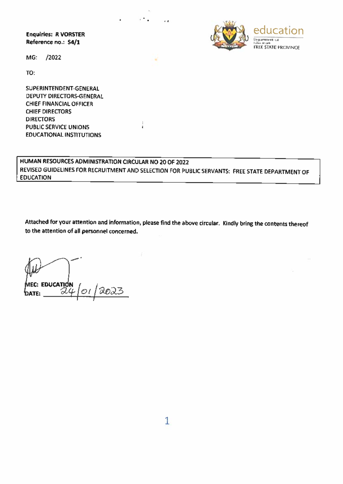 Public Service Recruitment Selection Guidelines Circular 20 OF 2022 ...