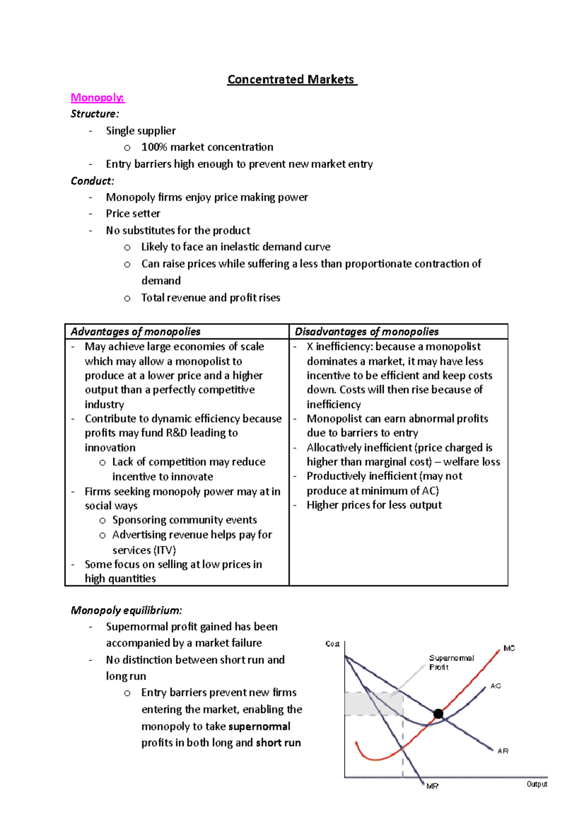 Concentrated Markets - Concentrated Markets Monopoly: Structure ...