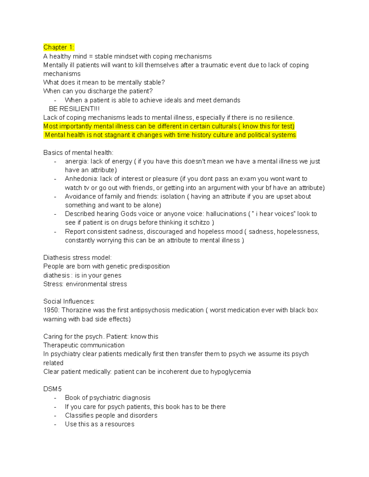 Week 1 Mental Health - Week 1 study guide - Chapter 1: A healthy mind ...