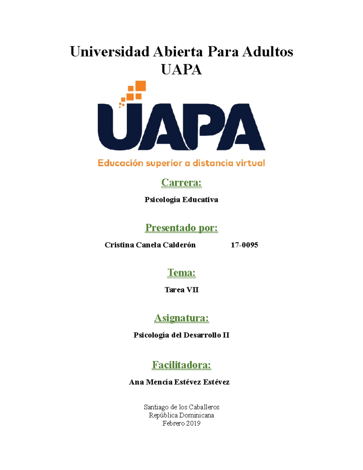 Psicología del Desarrollo II - T7 - Psi Aprendizaje Aplicada Edu - UASD - Studocu