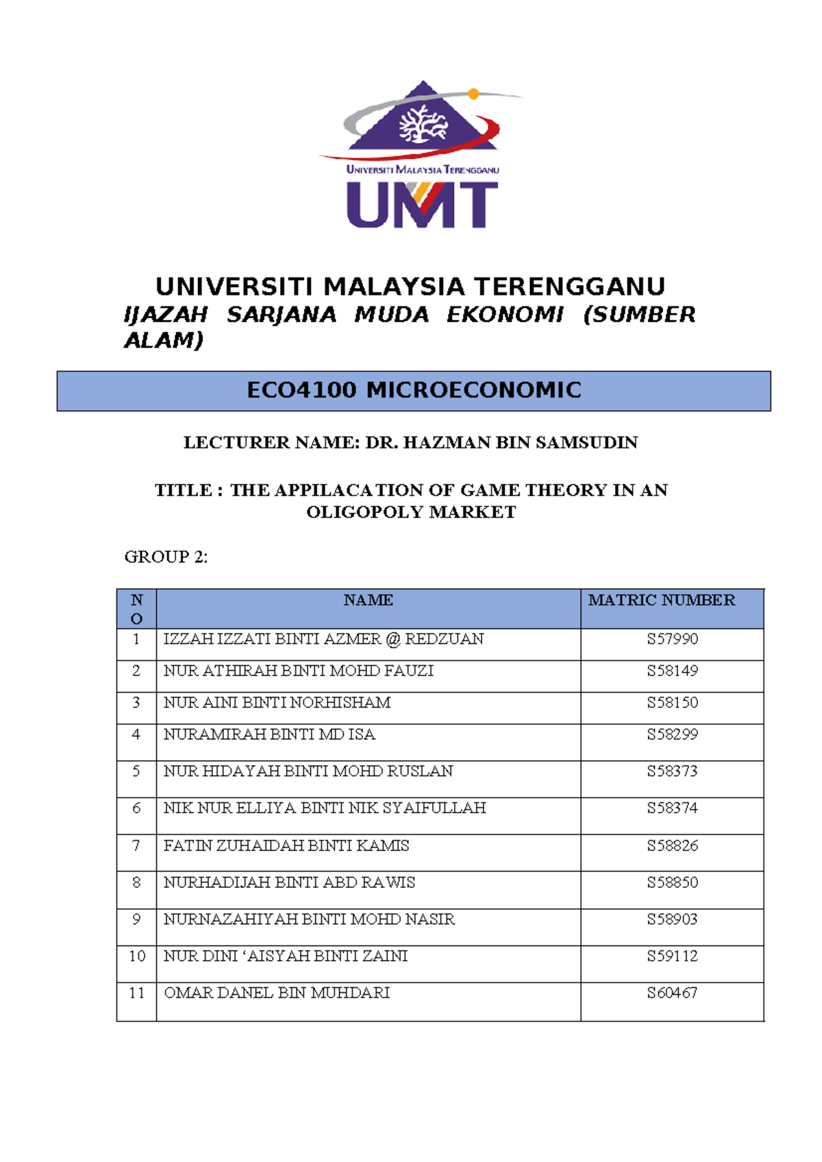 ASS Group Mikro - UNIVERSITI MALAYSIA TERENGGANU IJAZAH SARJANA MUDA ...