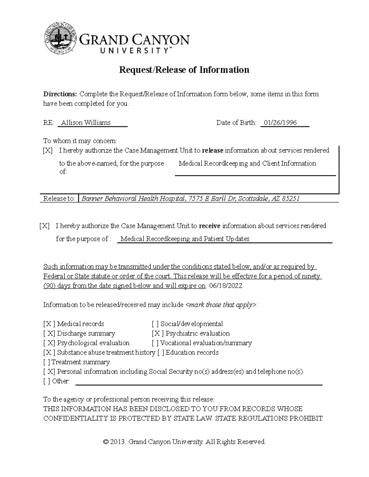 PCN255 Request Release of Information Form - Request/Release of Information Directions: Complete ...