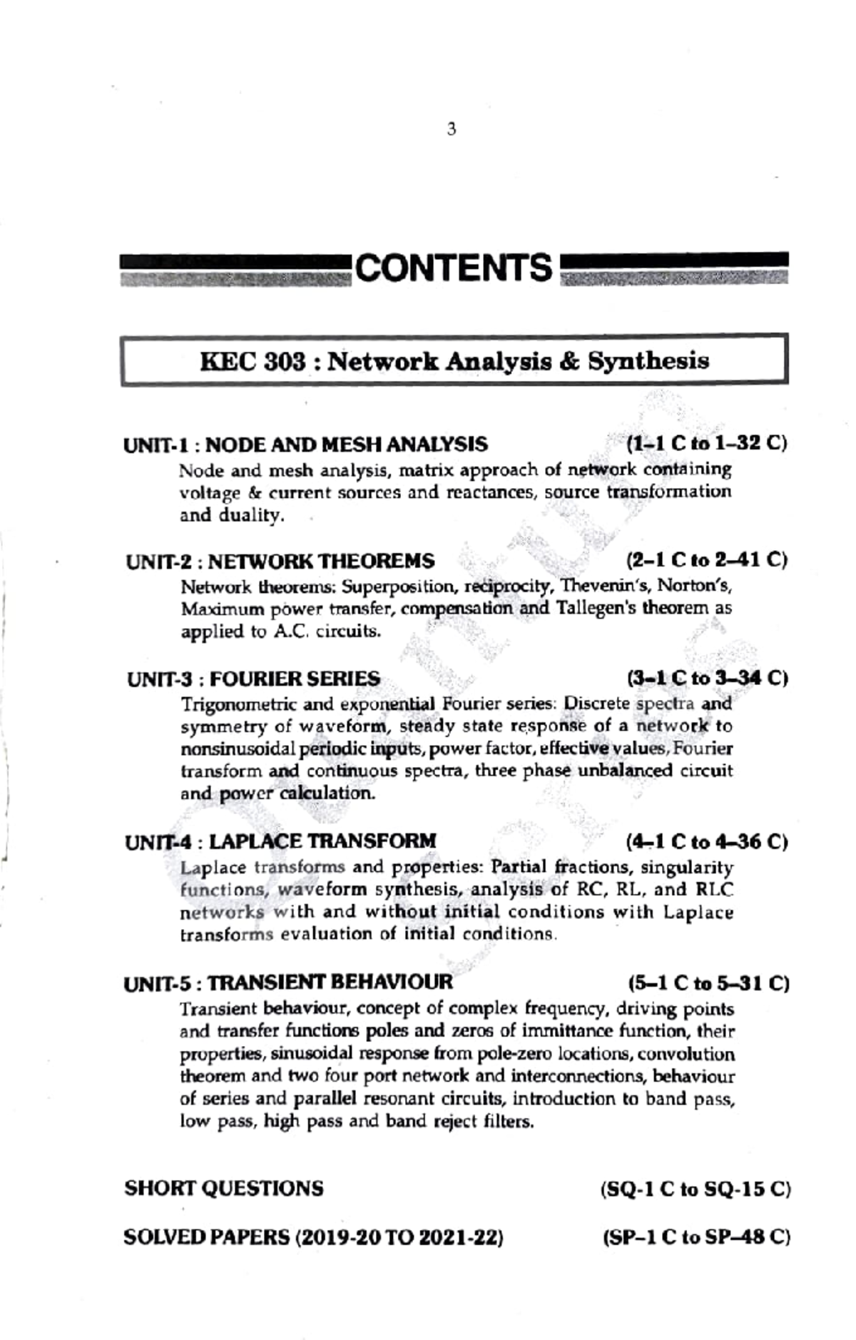 Network Anslysis (Full Pdf) - CONTENTS KEC 303: Network Analysis ...