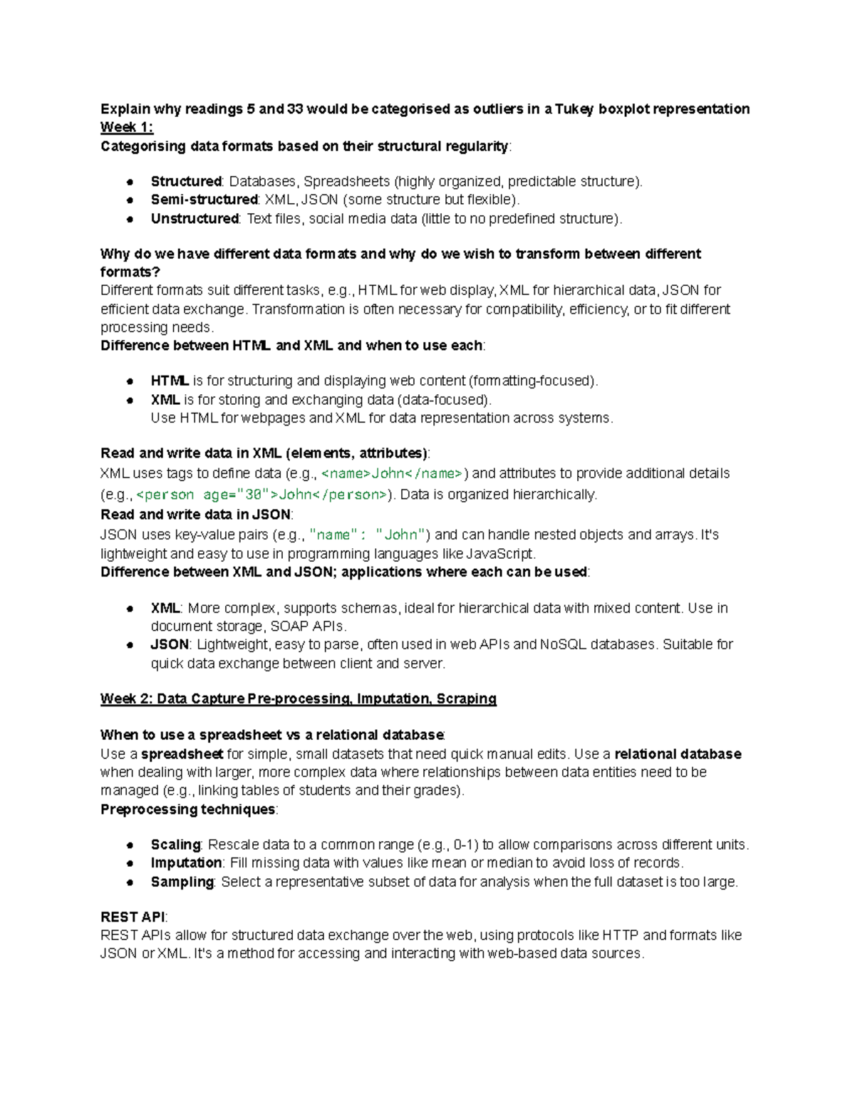 Elements of data processing exam note revision - Explain why readings 5 ...