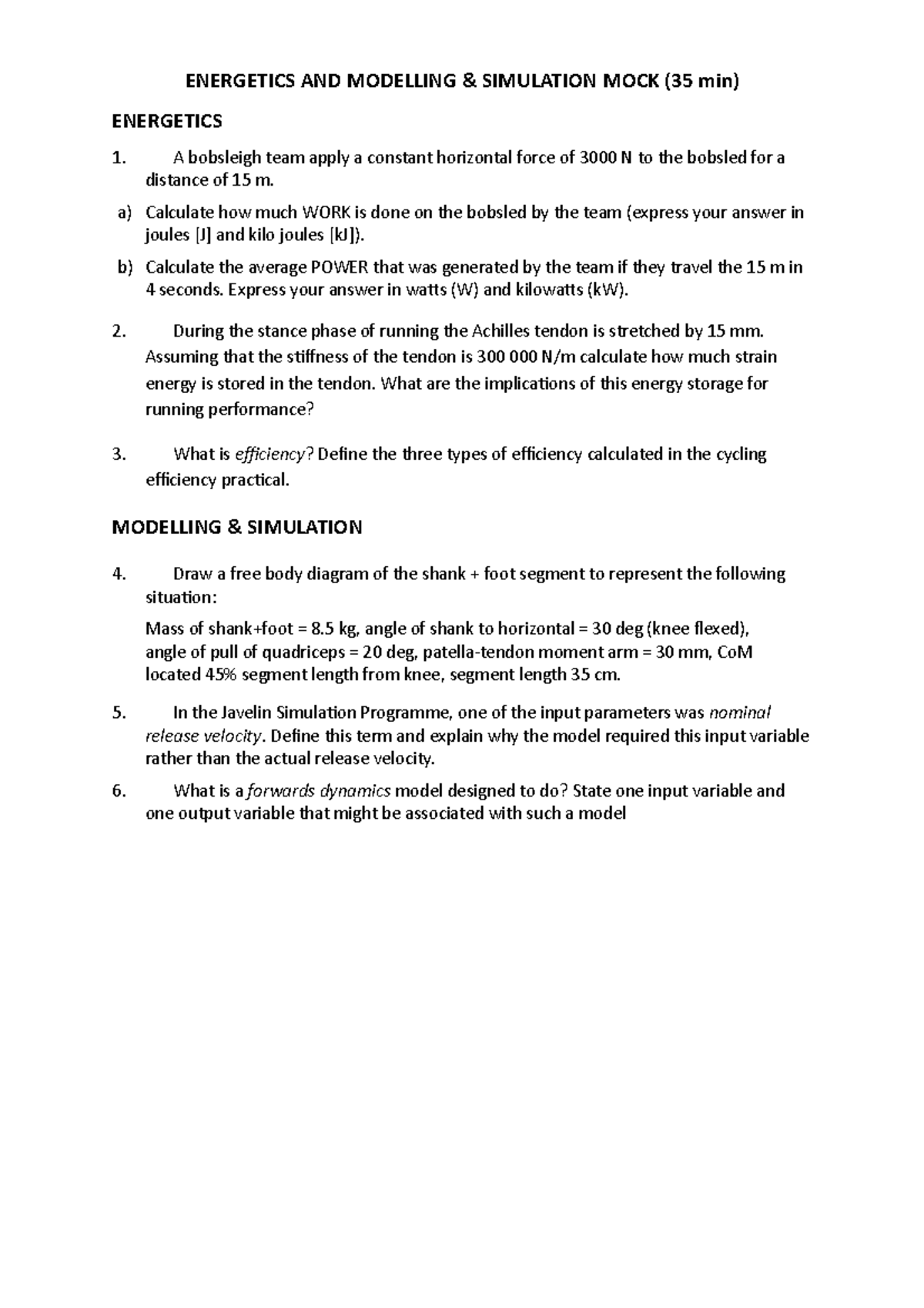 Sample/practice exam 12 May 2016, questions - ENERGETICS AND MODELLING ...