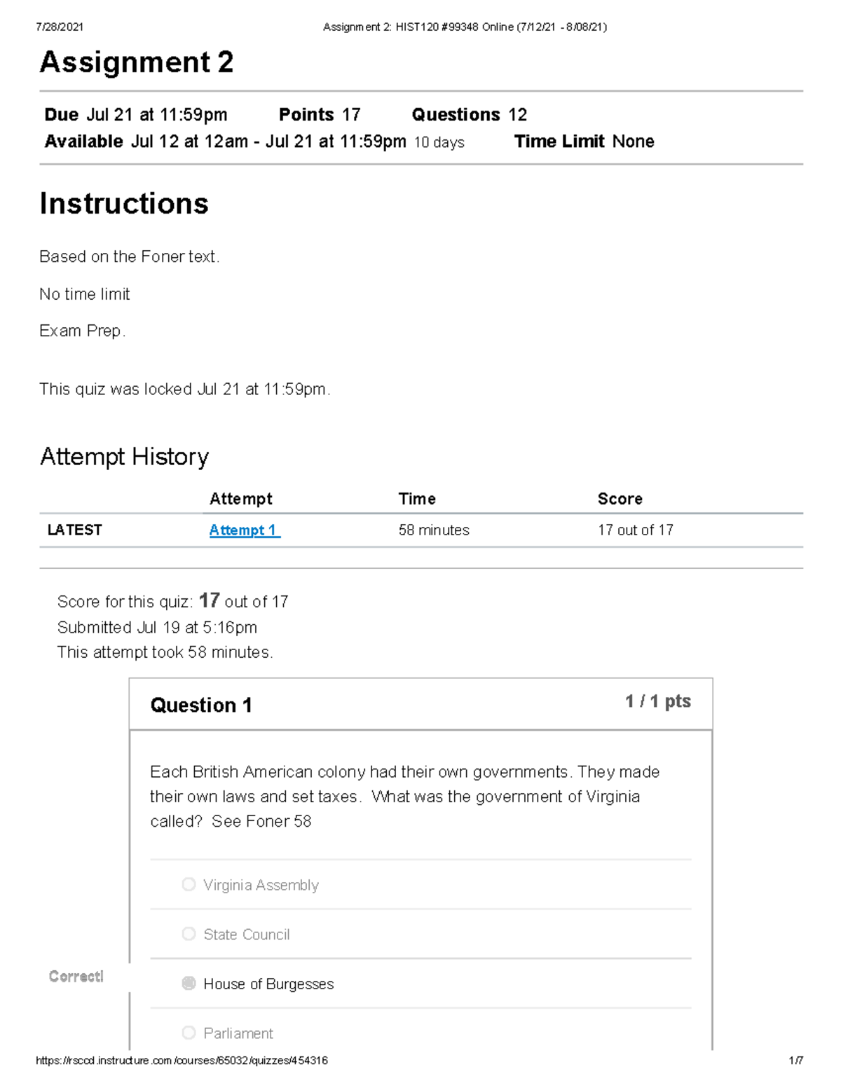 Assignment 2 HIST120 #99348 Online (7 12 21 - 8 08 21) - Assignment 2 ...