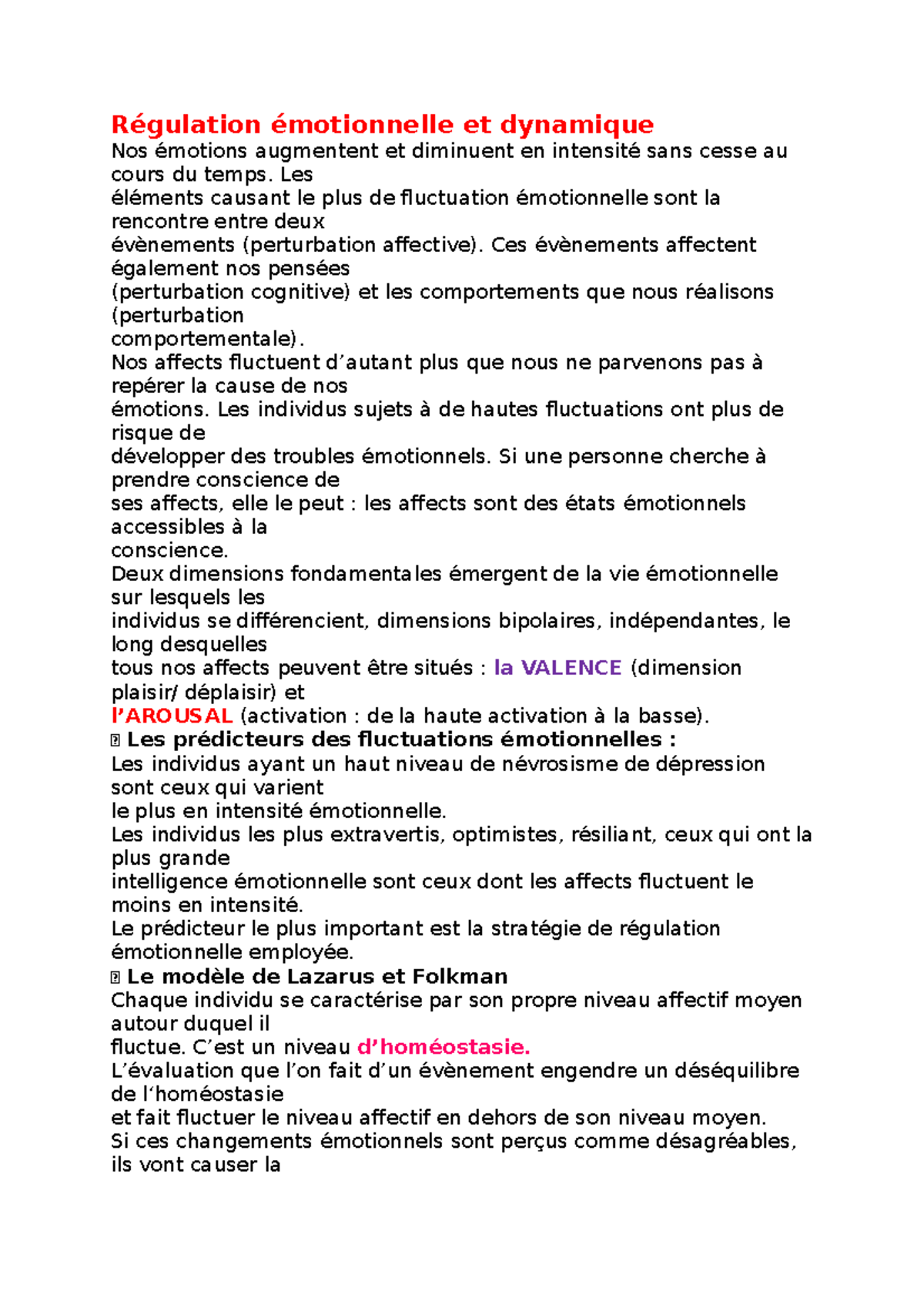 Régulation émotionnelle et dynamique - Régulation émotionnelle et ...