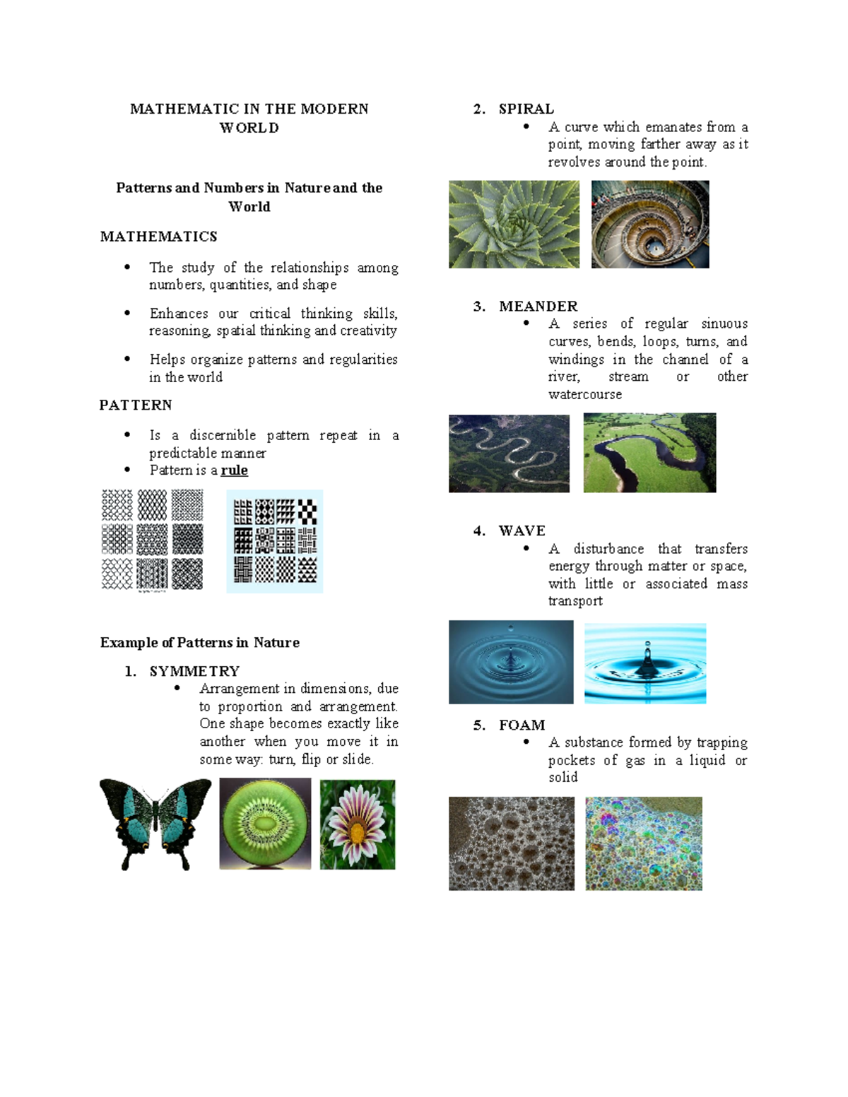 Mmw-reviewer-prelim - Hwgw - MATHEMATIC IN THE MODERN WORLD Patterns and Numbers in Nature and ...