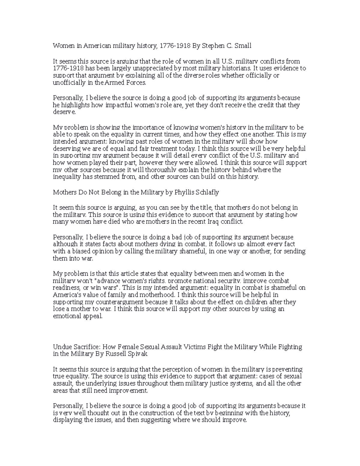 AnnotatingYourSources - Women in American military history, Stephen C ...