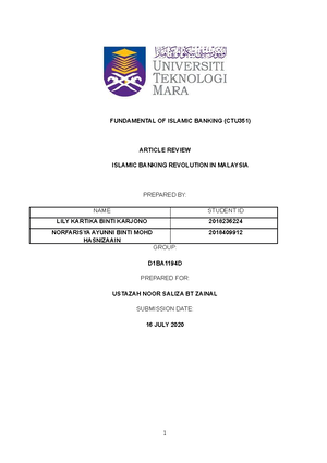 CTU351 Group Assignment Report - UNIVERSITI TEKNOLOGI MARA (UiTM ...