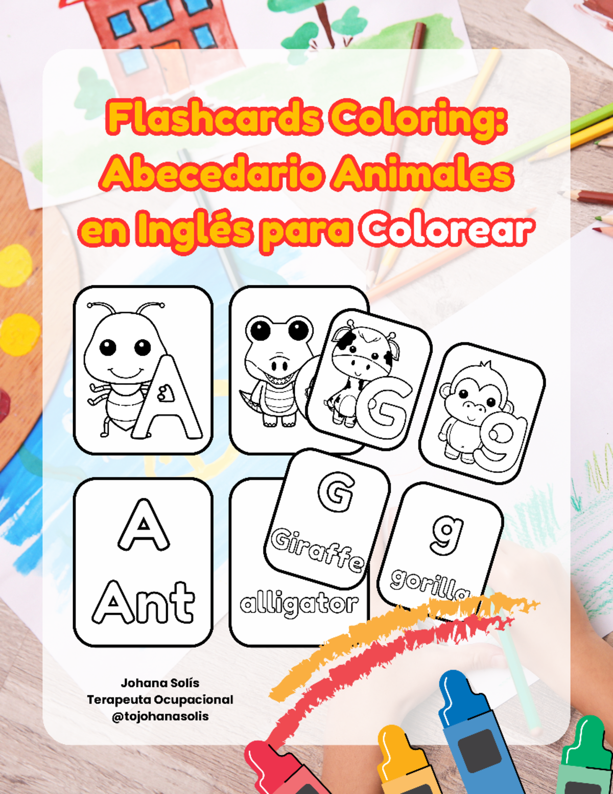 Flashcards Coloring Abecedario Animales en Inglés - Intervención en ...