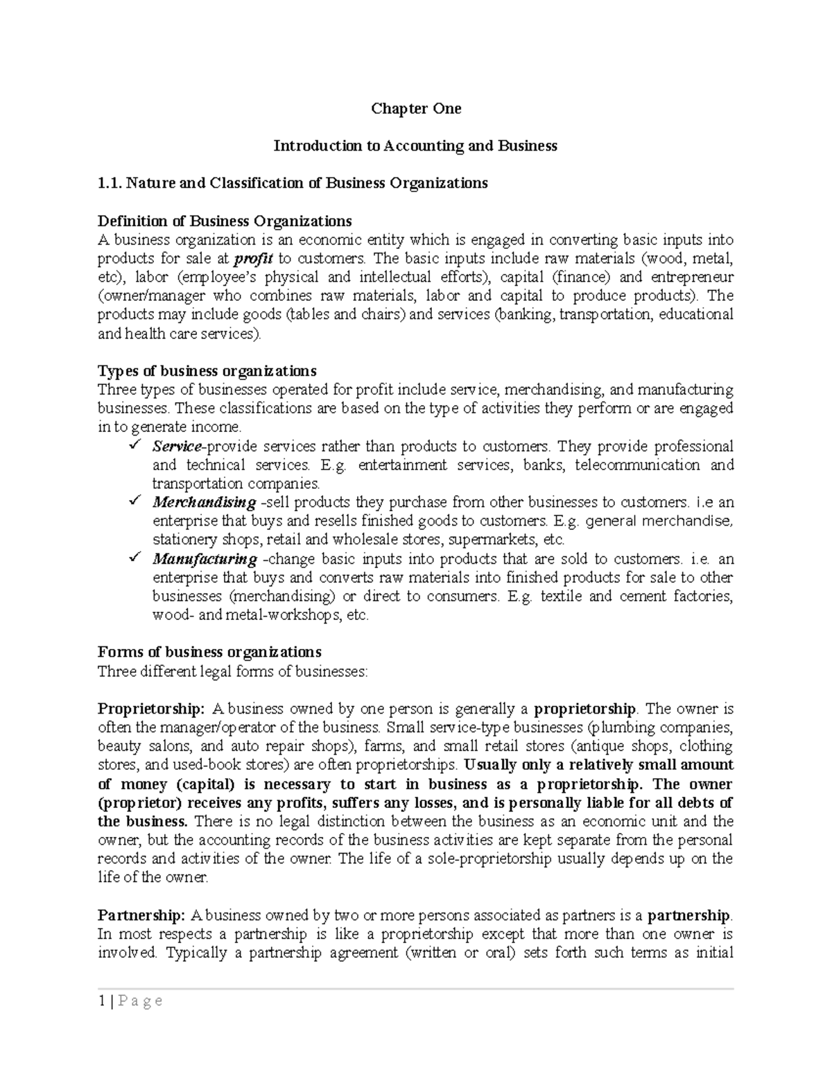 PA Chapter One - Its good notes - Chapter One Introduction to ...