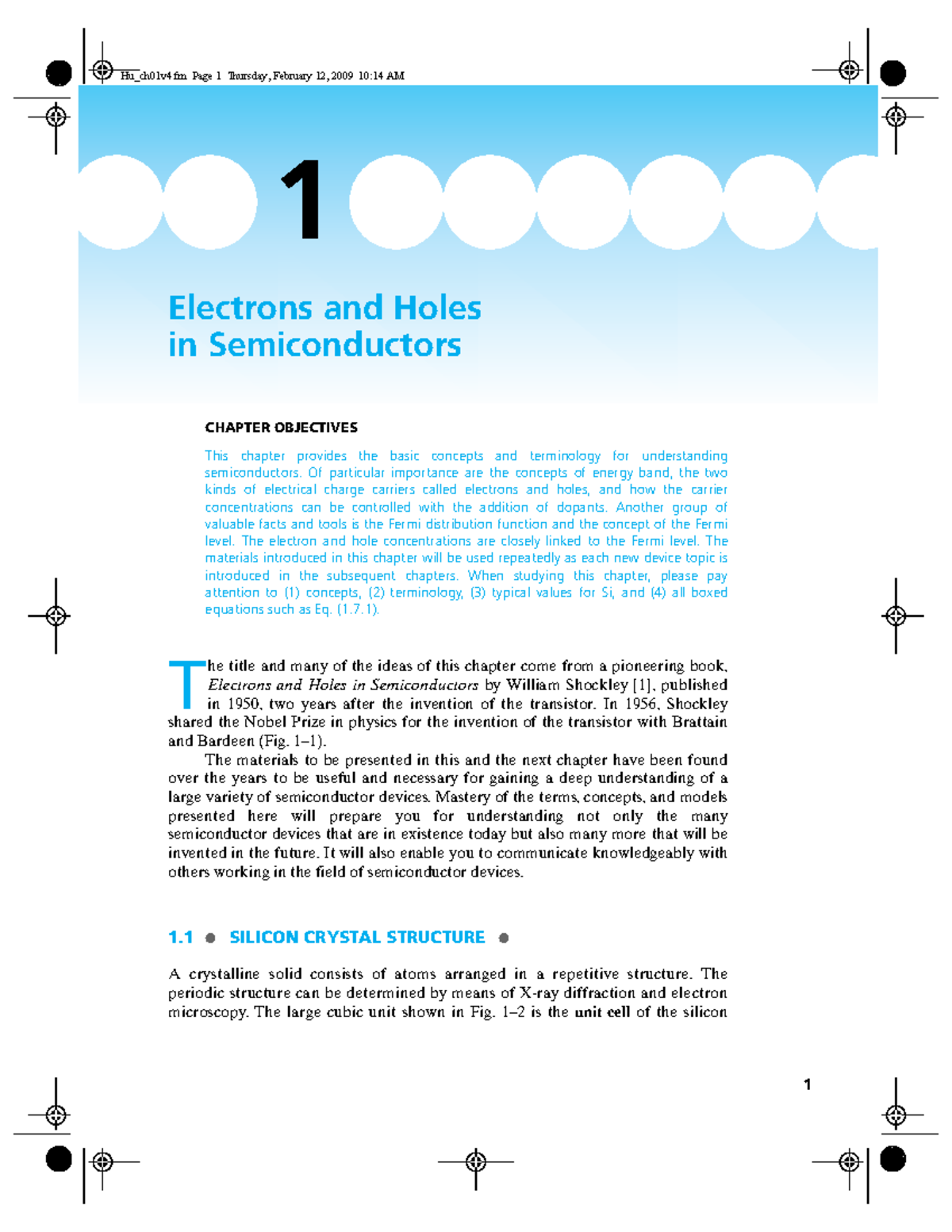 Chenming-Hu ch1Electrons and Holes - ####### 1 1 Electrons and Holes in Semiconductors CHAPTER ...