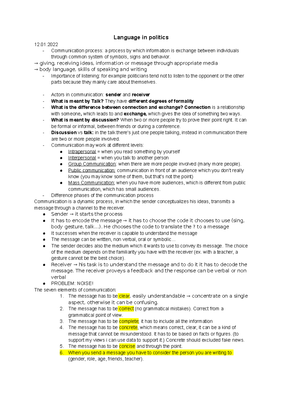 Language in politics - Appunti lezioni totali - Language in politics 12 ...