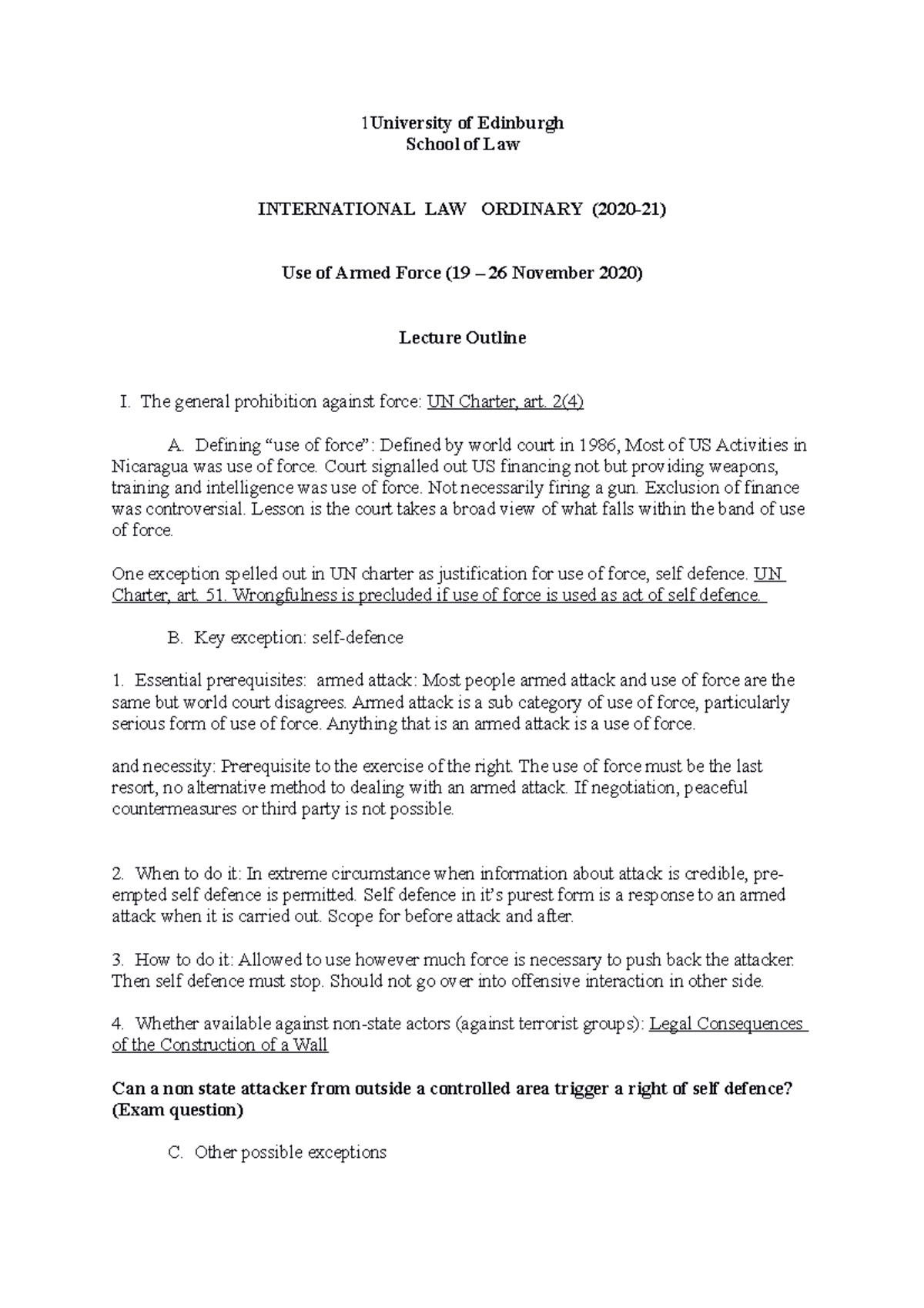 Use of Force - lecture outline - 1 University of Edinburgh School of ...