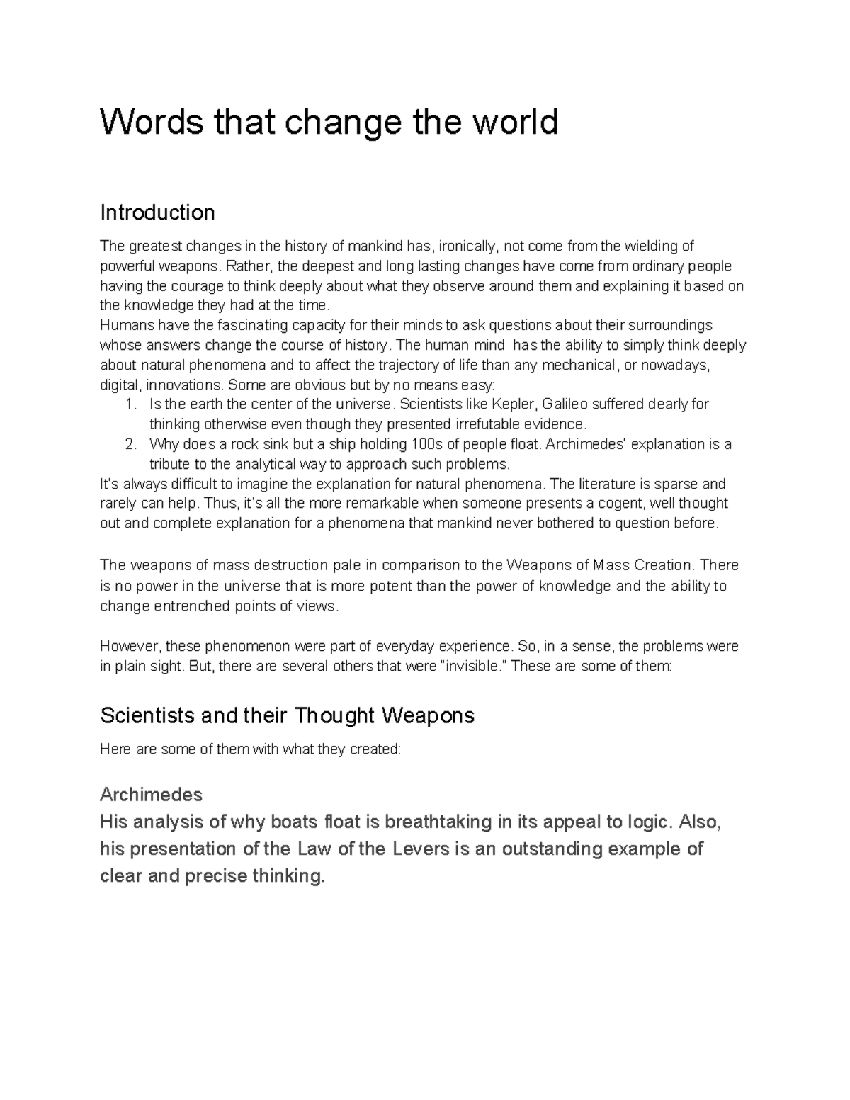 Words that change the world - Words that change the world Introduction ...
