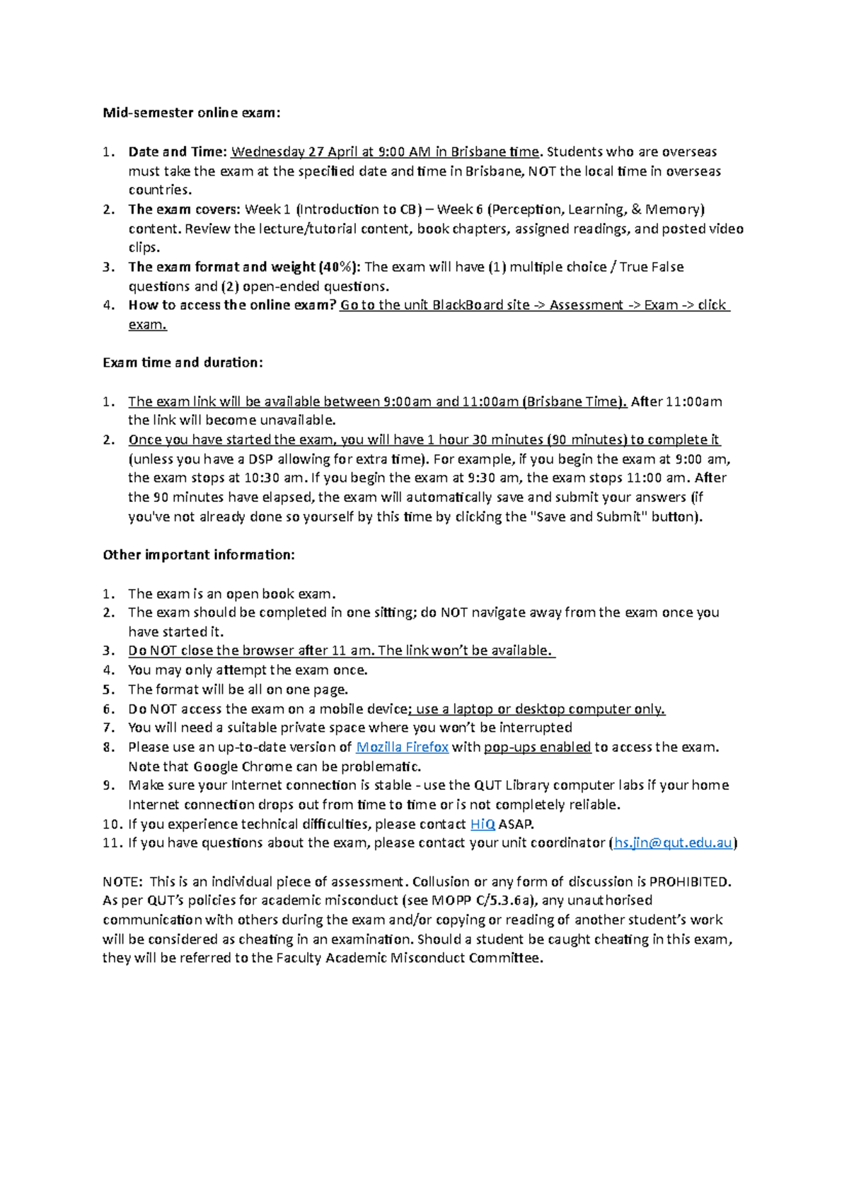 Mid sem exam notes for sem 1 - Mid-semester online exam: Date and Time ...