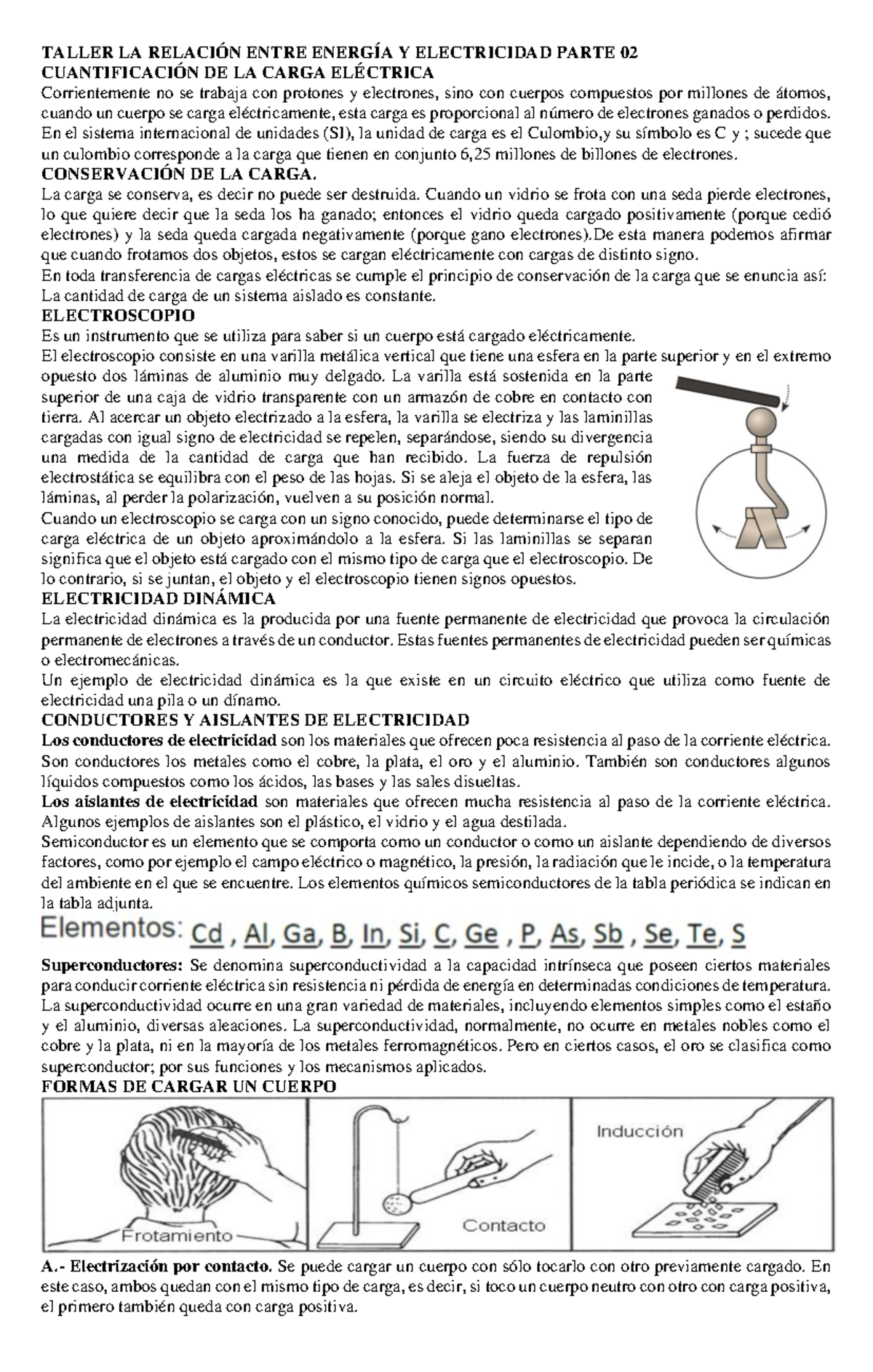 Taller LA Relación Entre Energía Y Electricidad Parte DOS - Ciencias ...