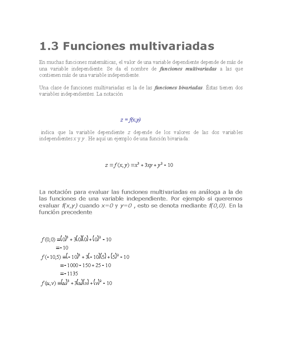 1 - modo practico - 1 Funciones multivariadas En muchas funciones ...