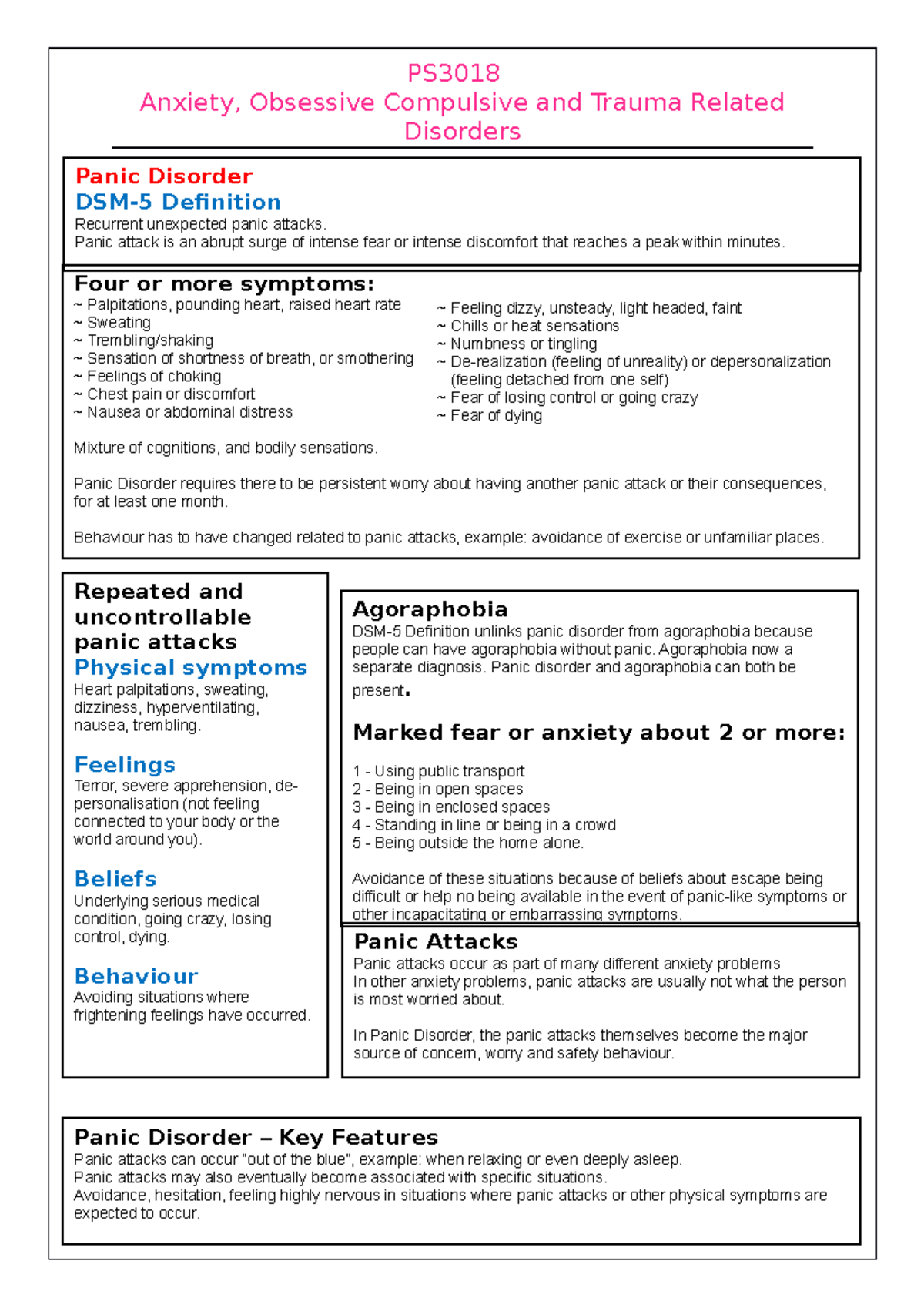 Panic Disorder - Lecture notes 3 - Four or more symptoms ...