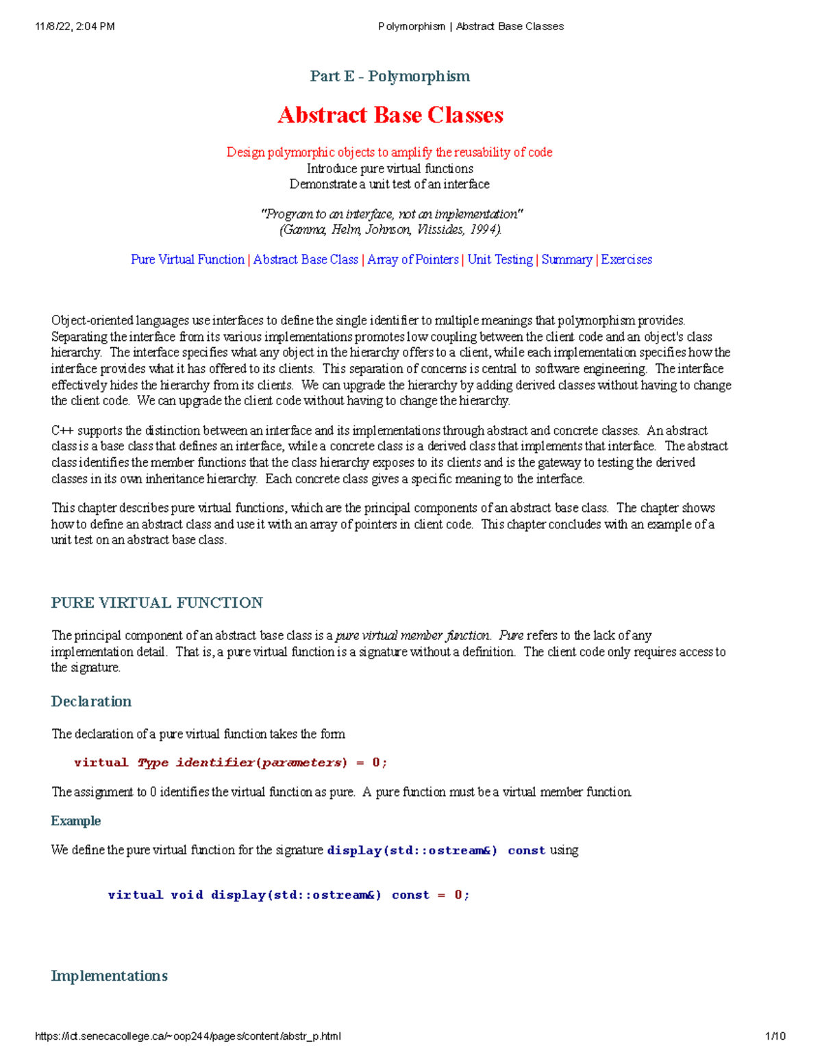 Polymorphism Abstract Base Classes - Part E - Polymorphism Abstract Base Classes Design ...