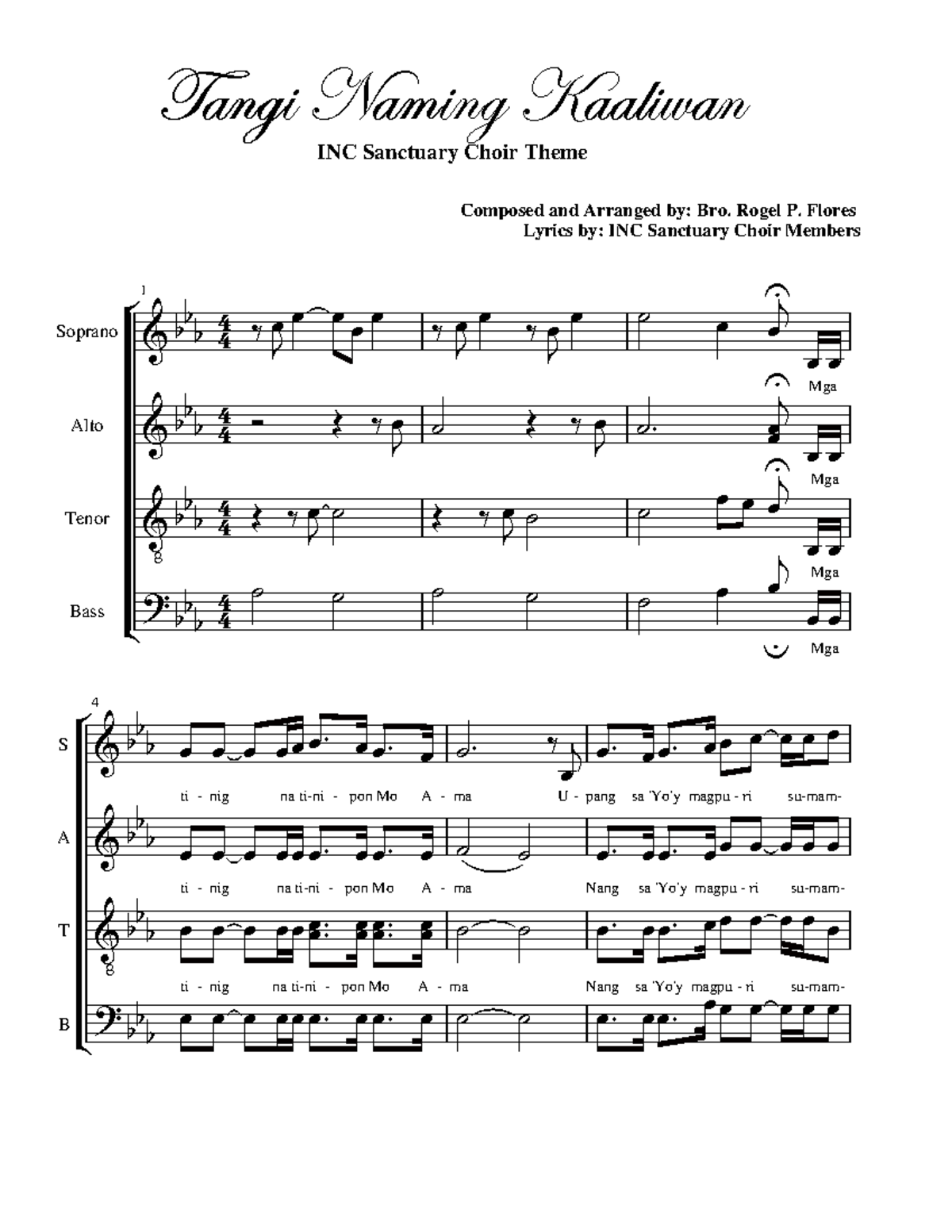 Tangi Naming Kaaliwan - Music piece