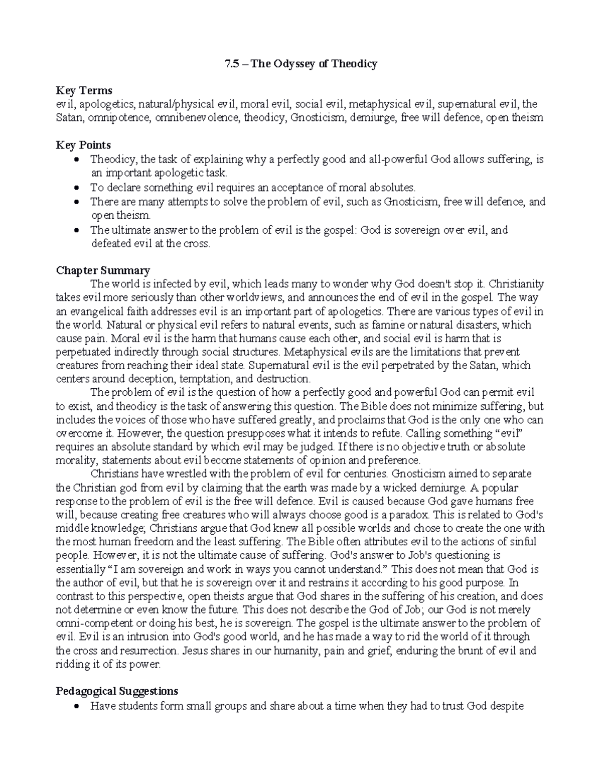 Objective of theodicy - An introduction to the study of theology notes ...