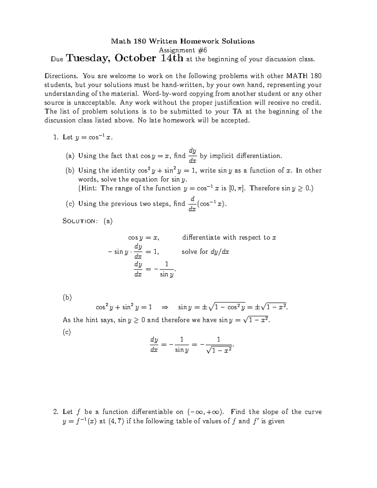 Math 180 Written Homework Solutions 6 - Math 180 Written Homework ...